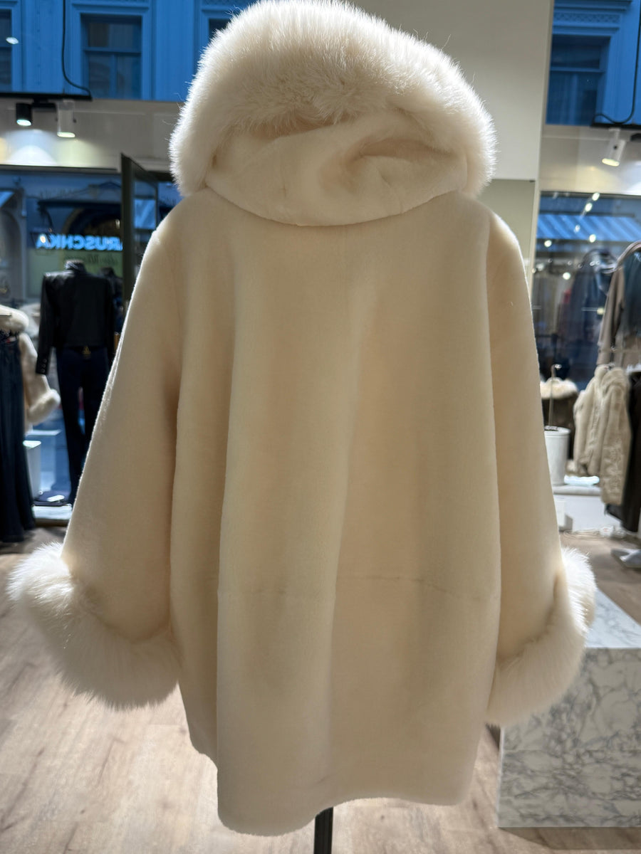 LEVINSKY FURS AIR WOOL JACKET WITH FUR - WINTER WHITE – MaruschkadeMargo