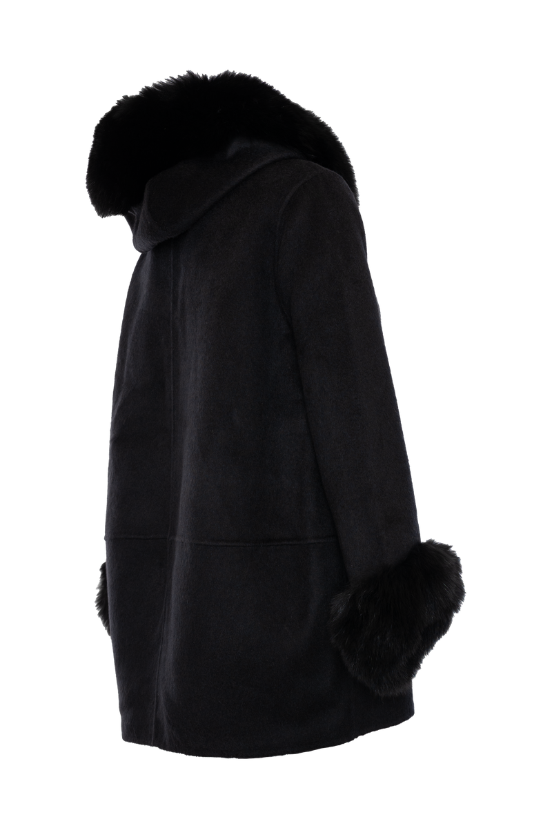 LEVINSKY FURS WOOL HOODED COAT- BLACK – MaruschkadeMargo